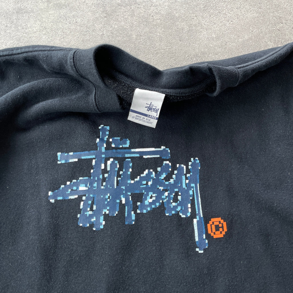 Stussy RARE 2000s heavyweight pixel script sweatshirt (L) – Linear Store