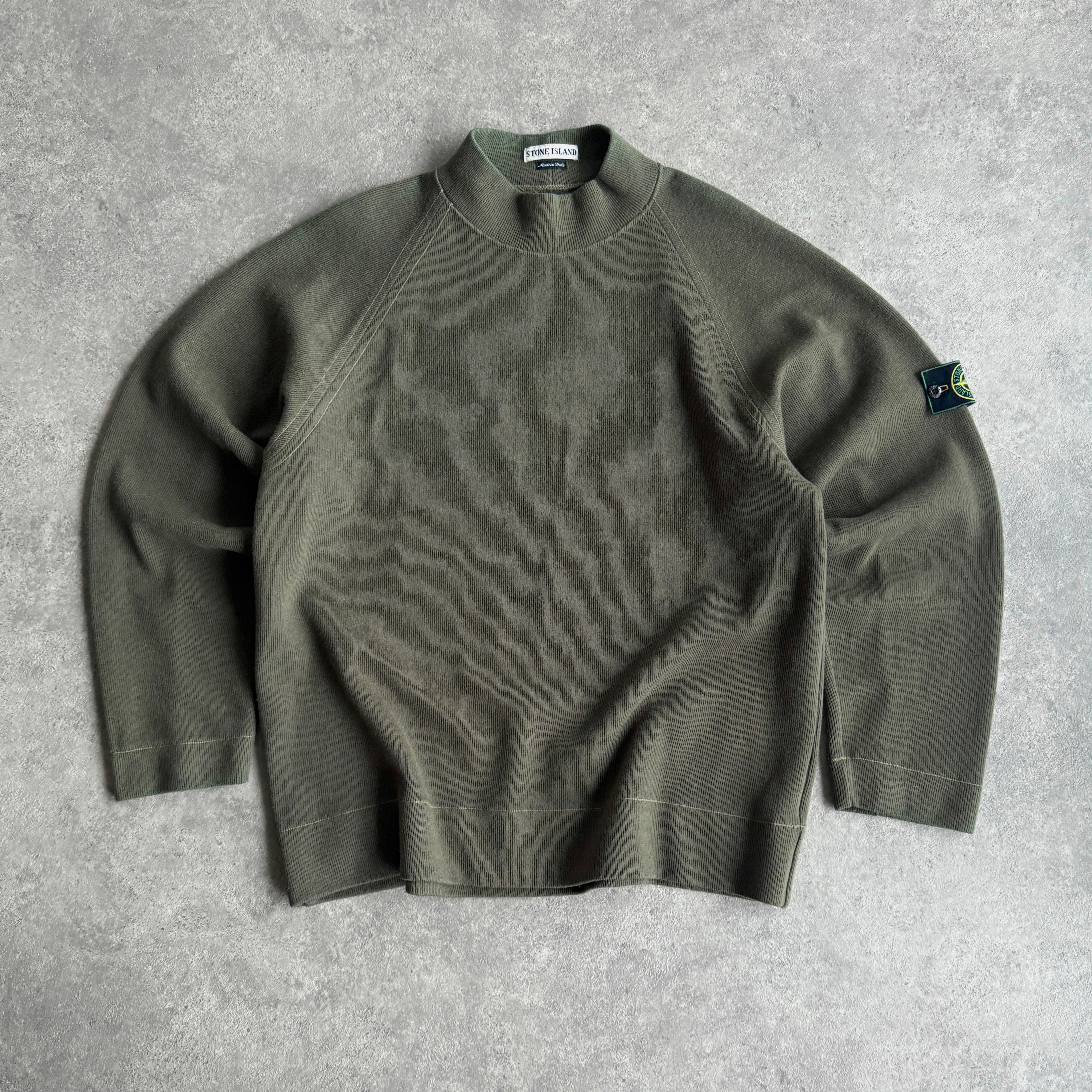 Stone Island RARE A/W 1998 heavyweight mock neck knitted jumper (XL ...